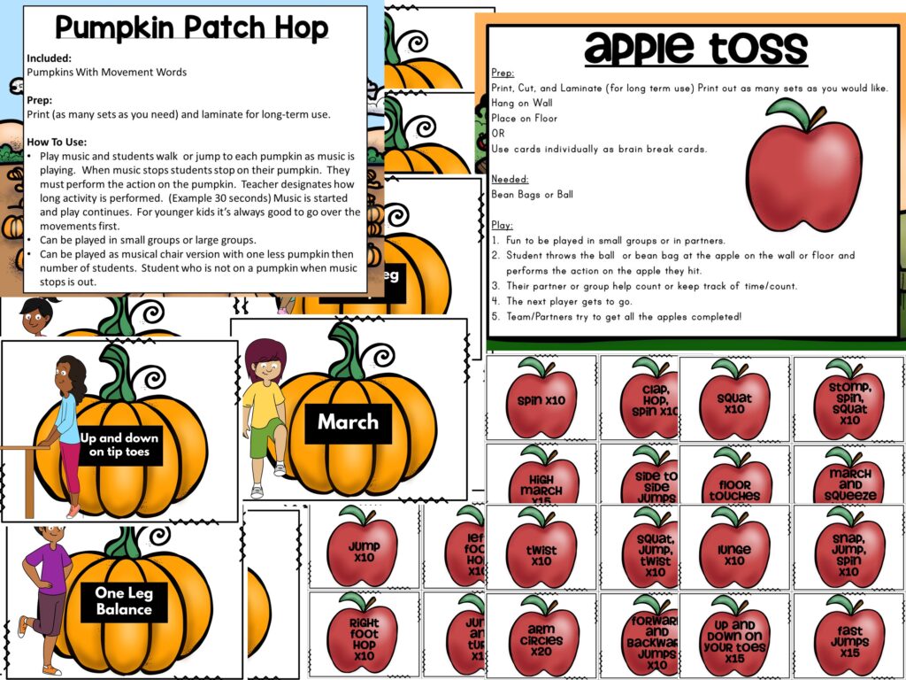Fall Themed Movement Games - Pink Oatmeal Shop