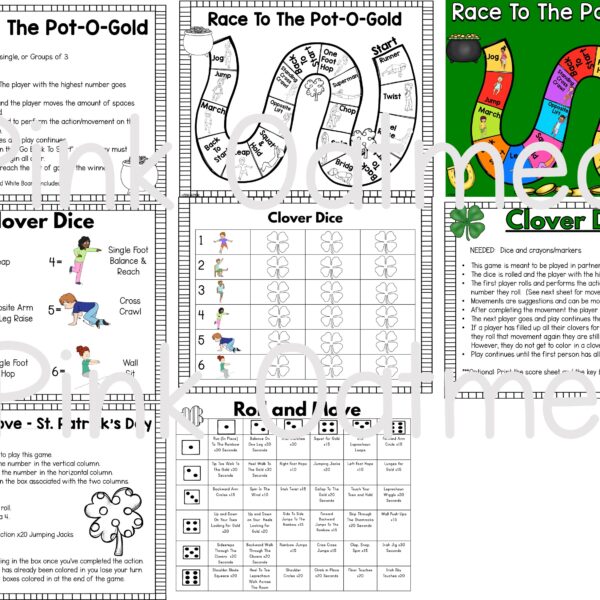 St. Patrick's Day Movement Games - Pink Oatmeal Shop