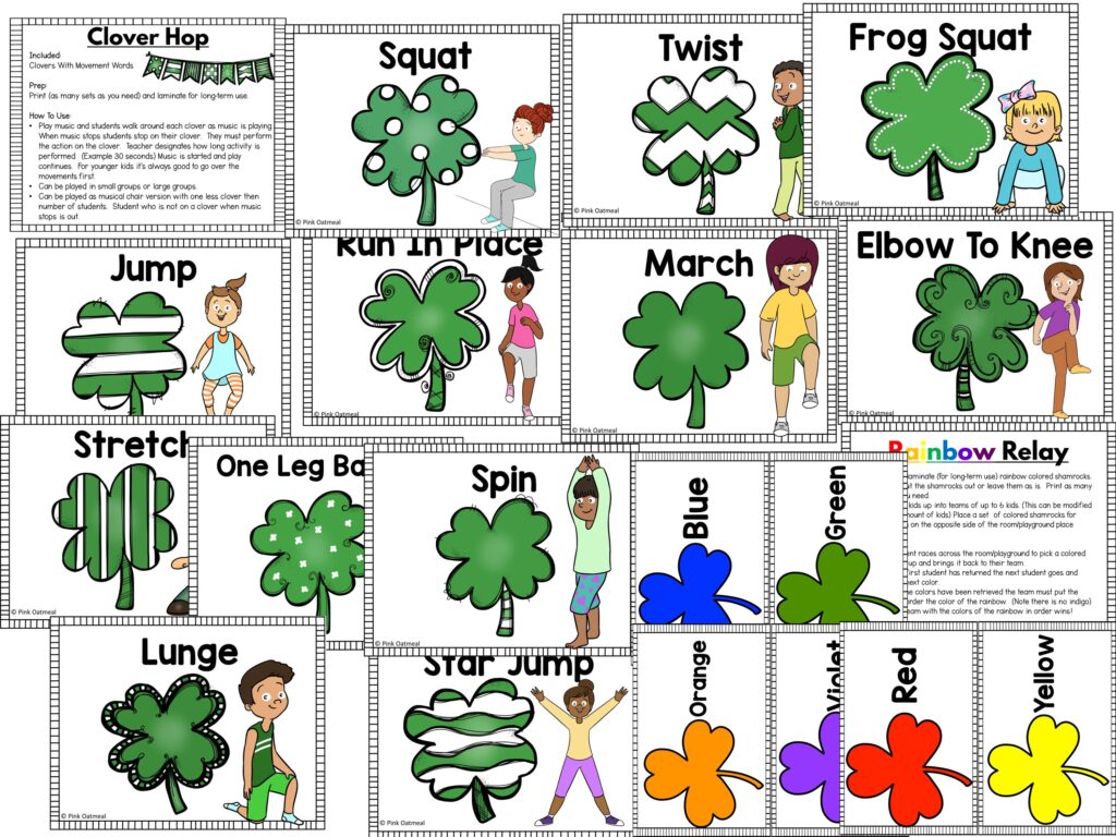 St. Patrick's Day Movement Games - Pink Oatmeal Shop