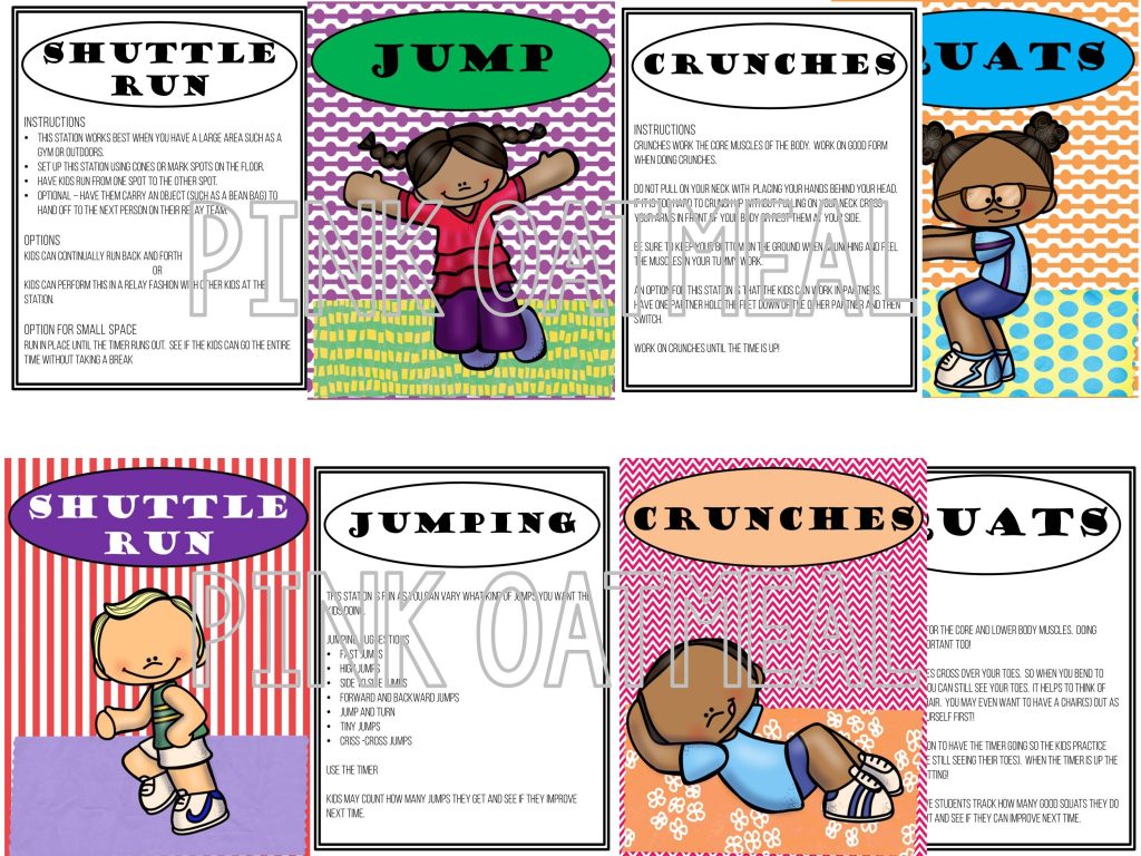 Physical Education Stations - Fitness and Exercise Activity - Pink ...