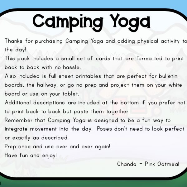 Camping Yoga - Pink Oatmeal Shop