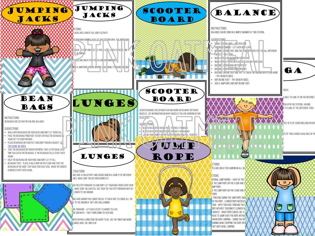 Physical Education Stations - Fitness and Exercise Activity - Pink ...