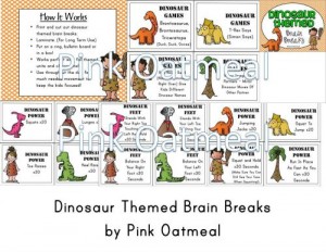 Dinosaur Themed Brain Breaks - Pink Oatmeal Shop