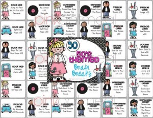 Brain Breaks - 50's Theme - Pink Oatmeal Shop