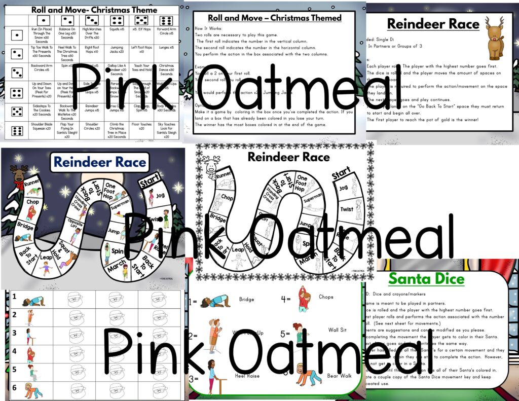 Christmas Themed Movement Games - Pink Oatmeal Shop