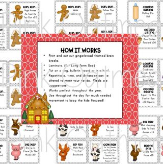 Gingerbread Man Brain Breaks - Pink Oatmeal Shop