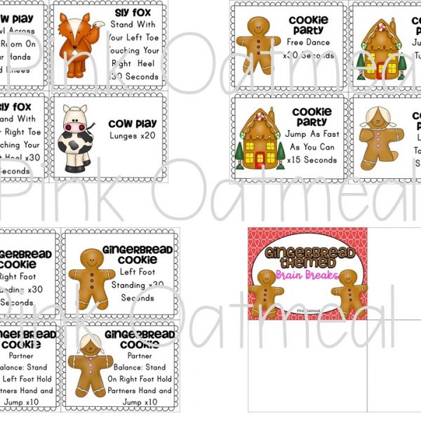 Gingerbread Man Brain Breaks - Pink Oatmeal Shop