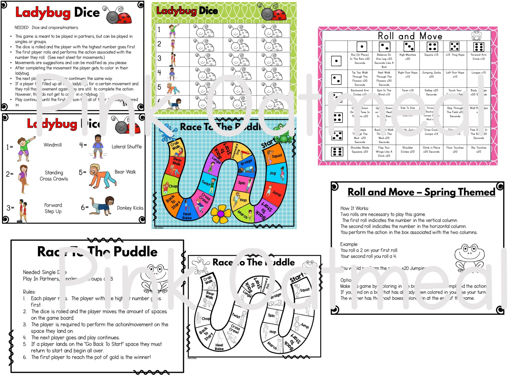 Spring Themed Movement Games - Pink Oatmeal Shop