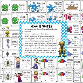 Spring Themed Brain Break Cards - Pink Oatmeal Shop