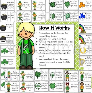 St. Patrick's Day Brain Break Cards - Pink Oatmeal Shop