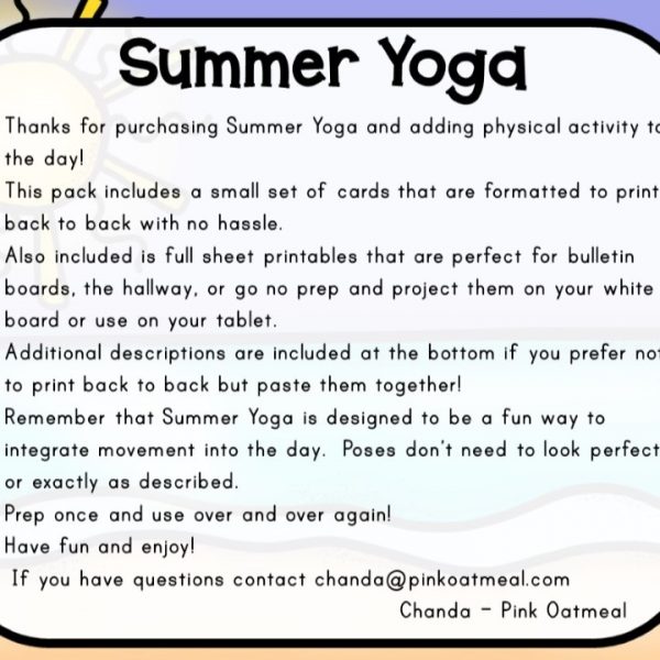 Summer Yoga - Pink Oatmeal Shop