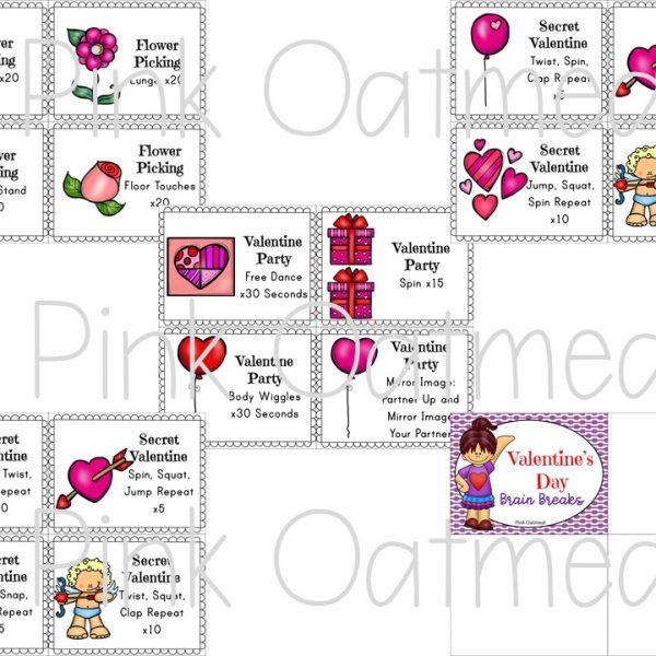 Valentine's Day Brain Break Cards - Pink Oatmeal Shop