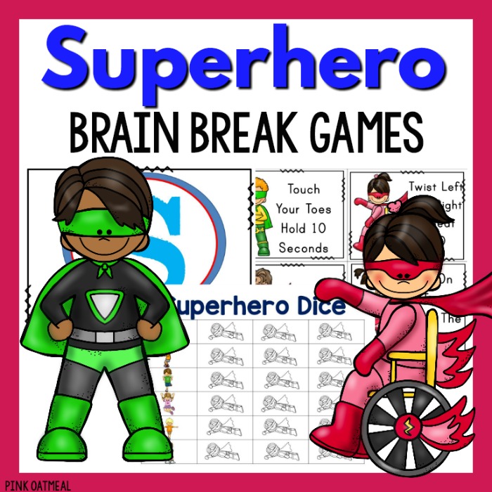 Superhero Brain Break Games With Movement Pink Oatmeal SHOP