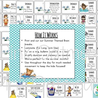 Summer Brain Break Cards - Pink Oatmeal Shop