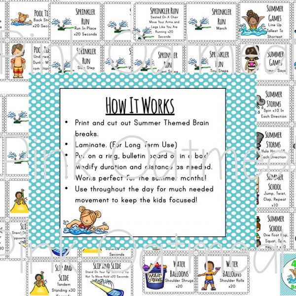 Summer Brain Break Cards - Pink Oatmeal Shop