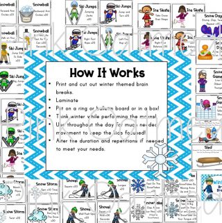 Winter Theme Brain Break Cards - Pink Oatmeal Shop