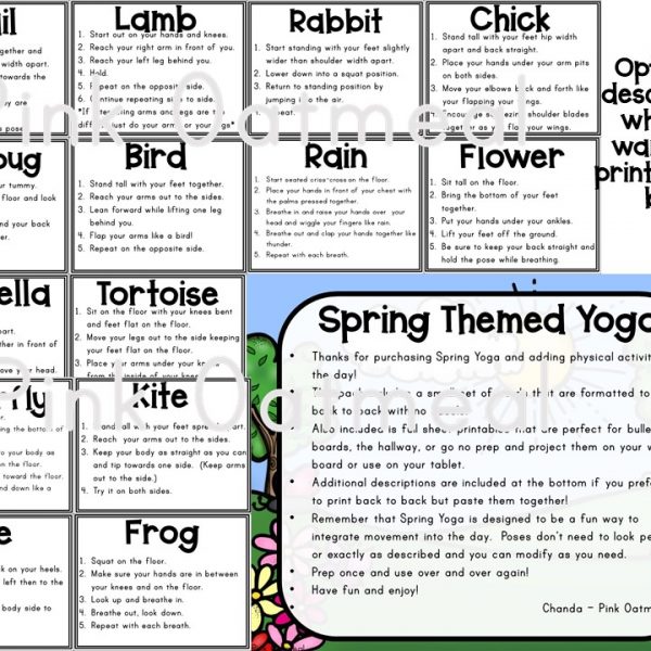 Spring Yoga Cards - Pink Oatmeal Shop