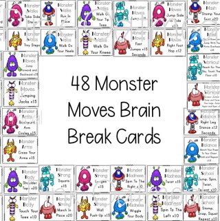 Monster Moves - Brain Break Cards - Pink Oatmeal Shop