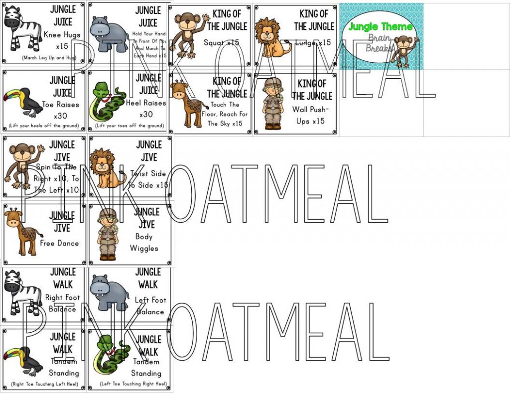 Safari Themed Brain Breaks - Pink Oatmeal Shop