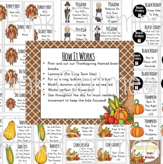 Thanksgiving Brain Breaks - Pink Oatmeal Shop