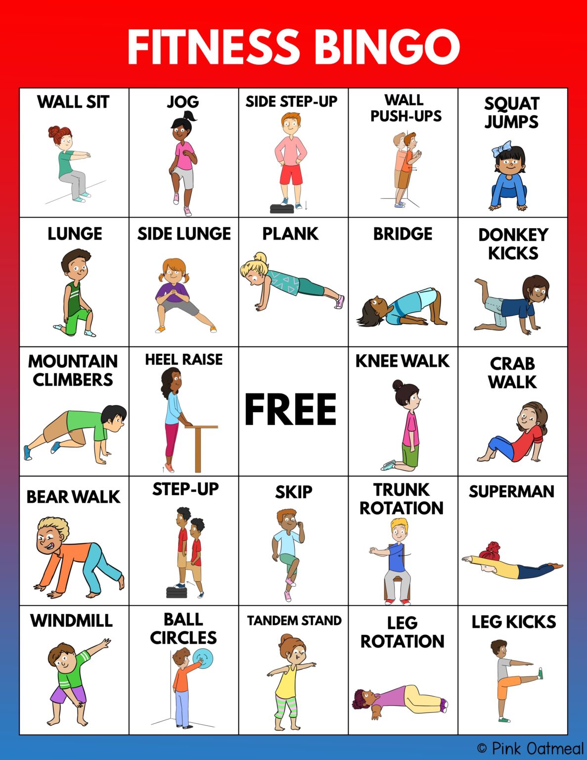 Fitness Bingo Pink Oatmeal Shop Fitness Bingo Pink Oatmeal Shop