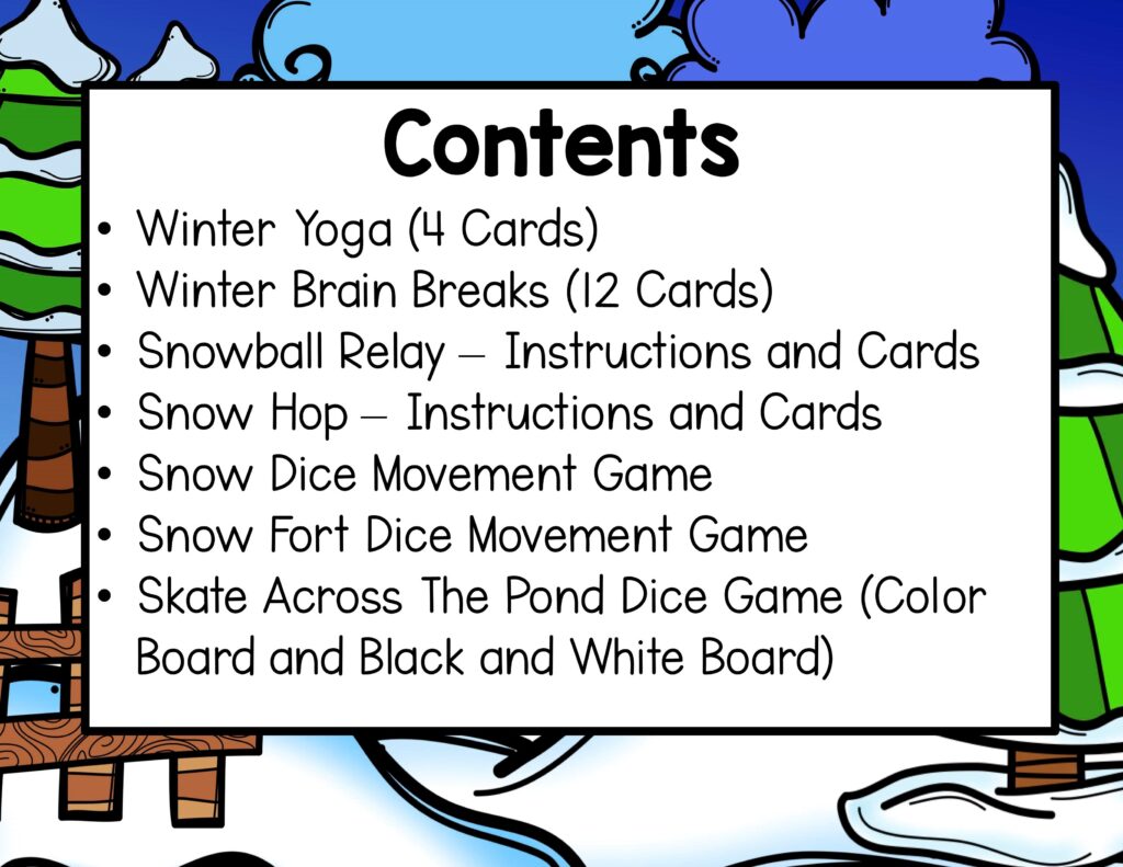 Winter Themed Movement Games - Pink Oatmeal Shop