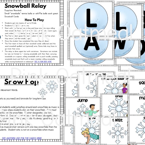 Winter Themed Movement Games - Pink Oatmeal Shop