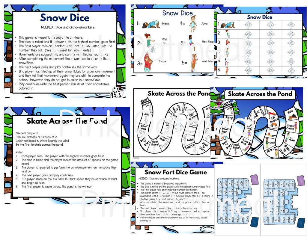 Winter Themed Movement Games - Pink Oatmeal Shop