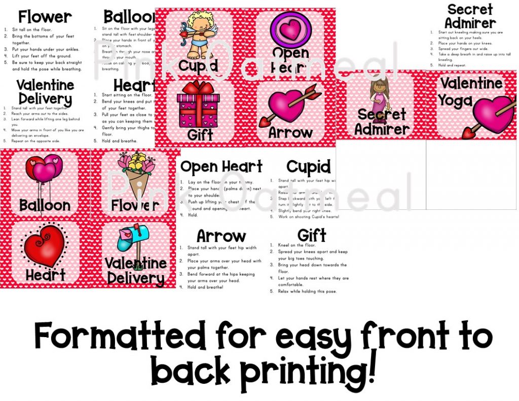 Valentine's Day Yoga Cards and Printables - Pink Oatmeal Shop