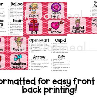 Valentine's Day Yoga Cards and Printables - Pink Oatmeal Shop