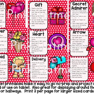 Valentine's Day Yoga Cards and Printables - Pink Oatmeal Shop