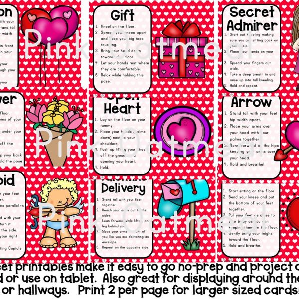 Valentine's Day Yoga Cards and Printables - Pink Oatmeal Shop