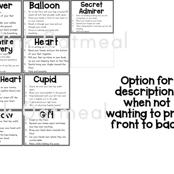 Valentine's Day Yoga Cards and Printables - Pink Oatmeal Shop