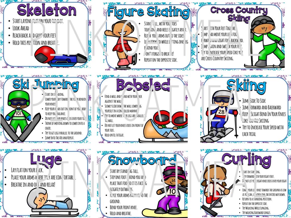 Winter Sports Stations - Exercise and Fitness - Pink Oatmeal Shop