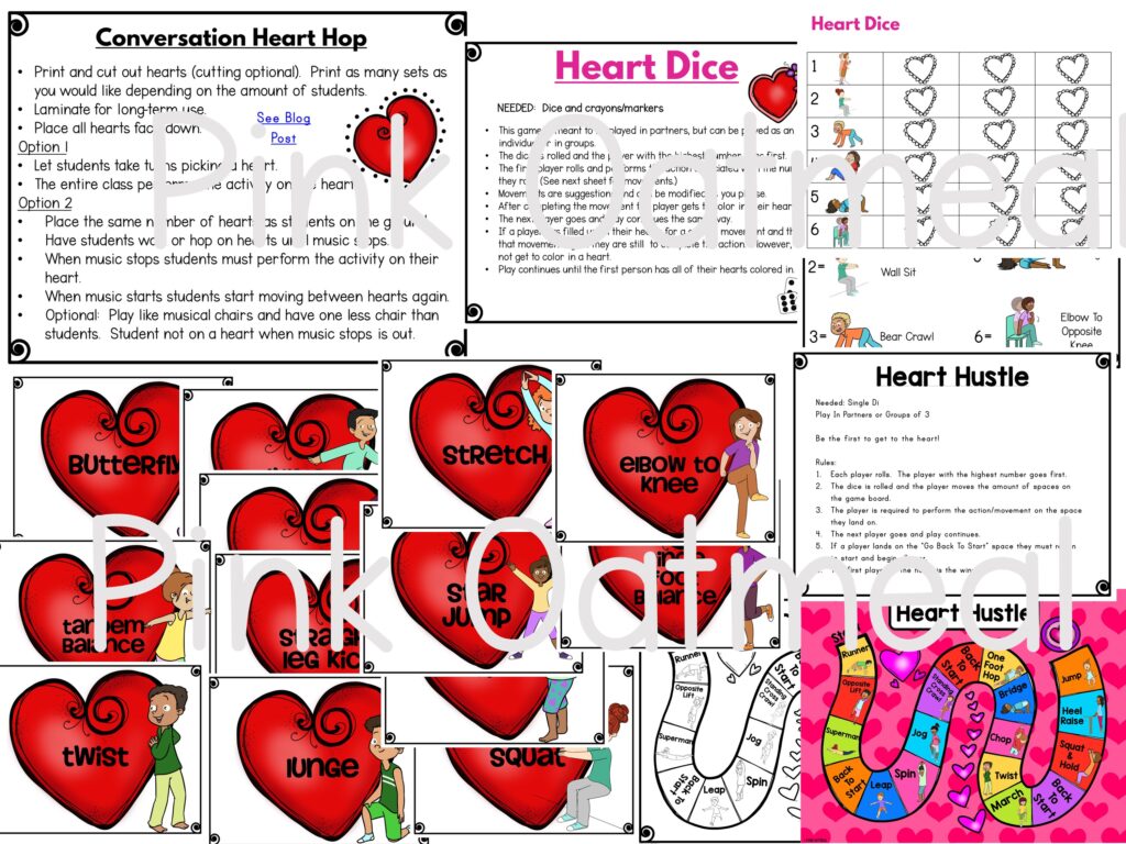 Valentine's Day Movement Games - Pink Oatmeal Shop