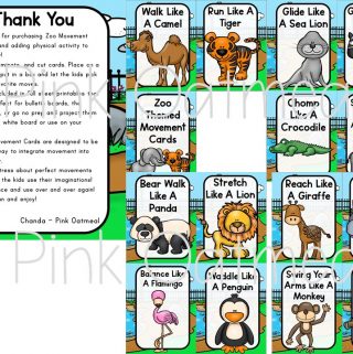 Zoo Movement Cards and Printables - Pink Oatmeal Shop