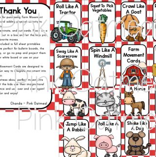 Farm Themed Movement Cards and Printables - Pink Oatmeal Shop