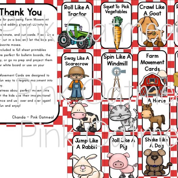 Farm Themed Movement Cards and Printables - Pink Oatmeal Shop