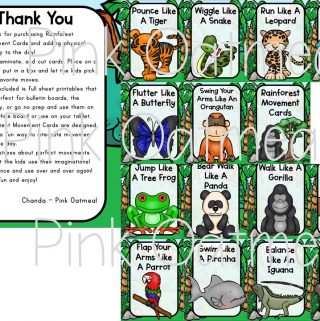 Rainforest Movement Cards and Printables - Pink Oatmeal Shop