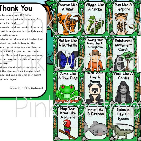 Rainforest Movement Cards and Printables - Pink Oatmeal Shop