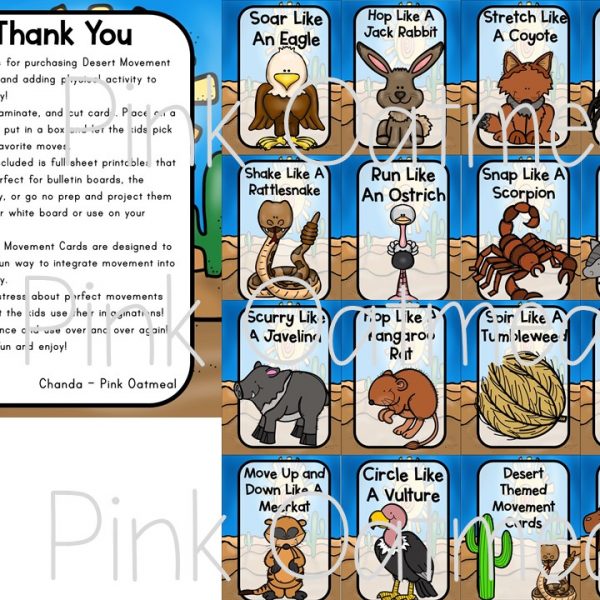 Desert Movement Cards and Printables - Pink Oatmeal Shop
