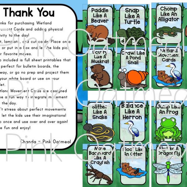 Wetland Movement Cards and Printables - Pink Oatmeal Shop