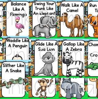 Zoo Movement Cards and Printables - Pink Oatmeal Shop