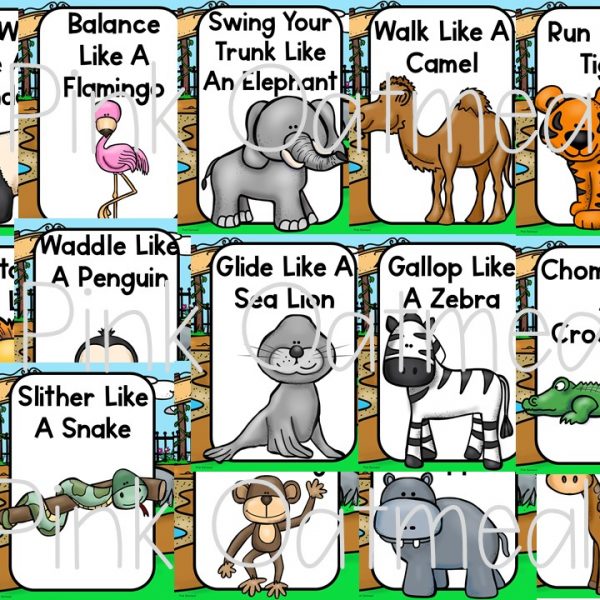 Zoo Movement Cards and Printables - Pink Oatmeal Shop