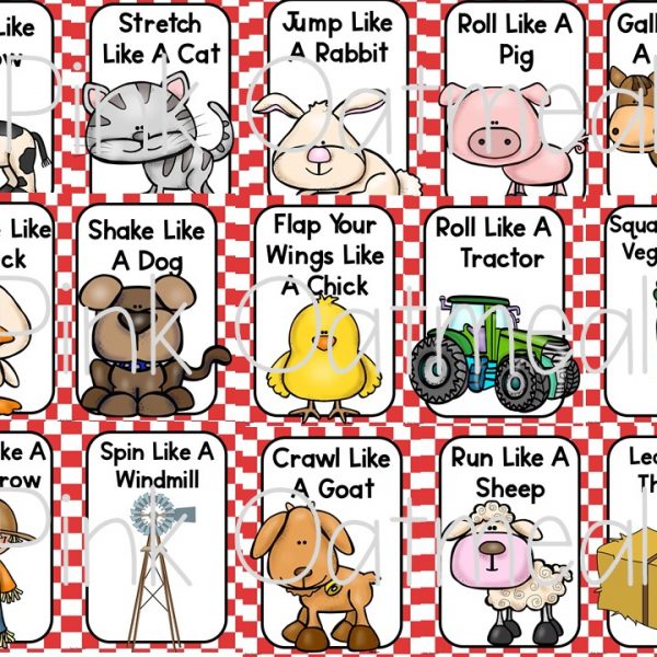 Farm Themed Movement Cards and Printables - Pink Oatmeal Shop