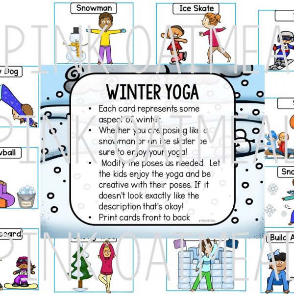 Winter Yoga - Clip Art Kids - Pink Oatmeal Shop