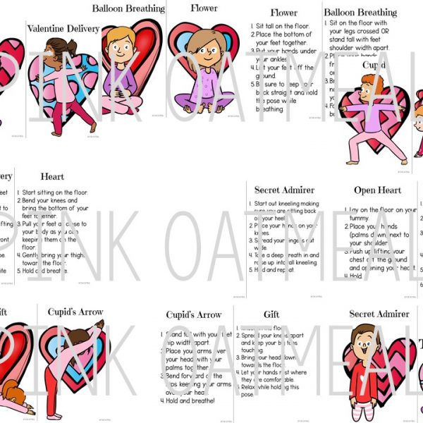 Valentine's Day Yoga - Clip Art Kids - Pink Oatmeal Shop