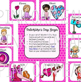 Valentine's Day Yoga - Clip Art Kids - Pink Oatmeal Shop