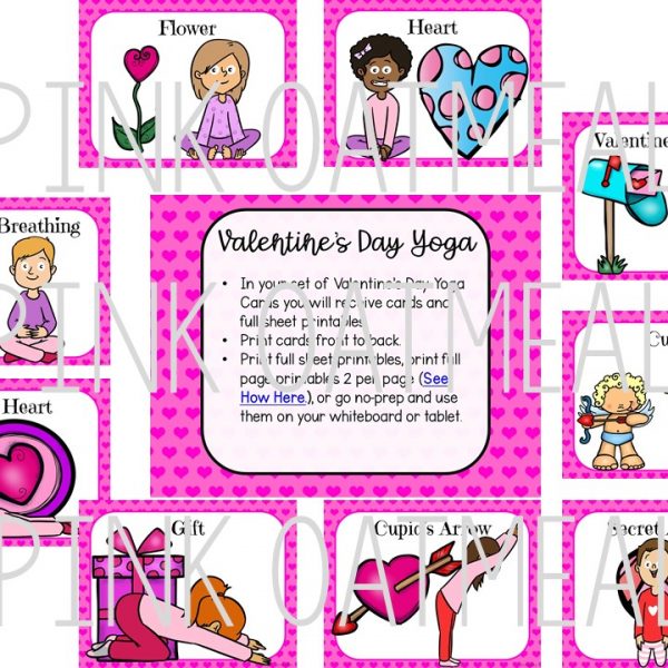 Valentine's Day Yoga - Clip Art Kids - Pink Oatmeal Shop