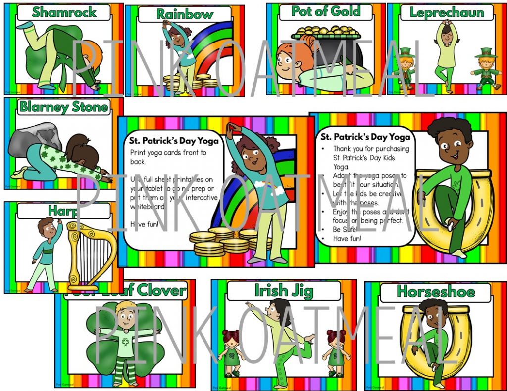 St. Patrick's Day Yoga - Clip Art Kids - Pink Oatmeal Shop